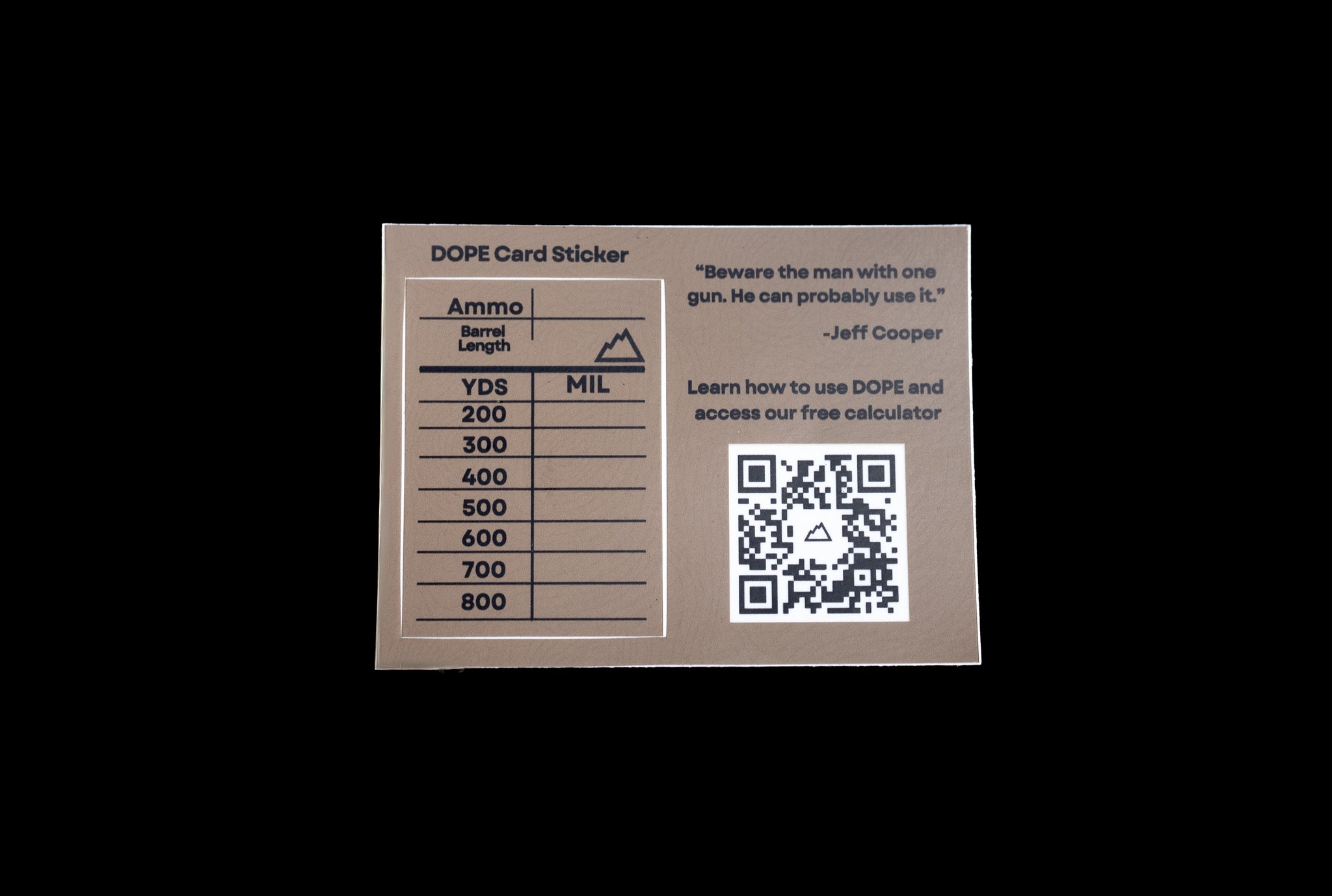 DOPE Sticker - Ballistic Data Reference | One Hundred Concepts